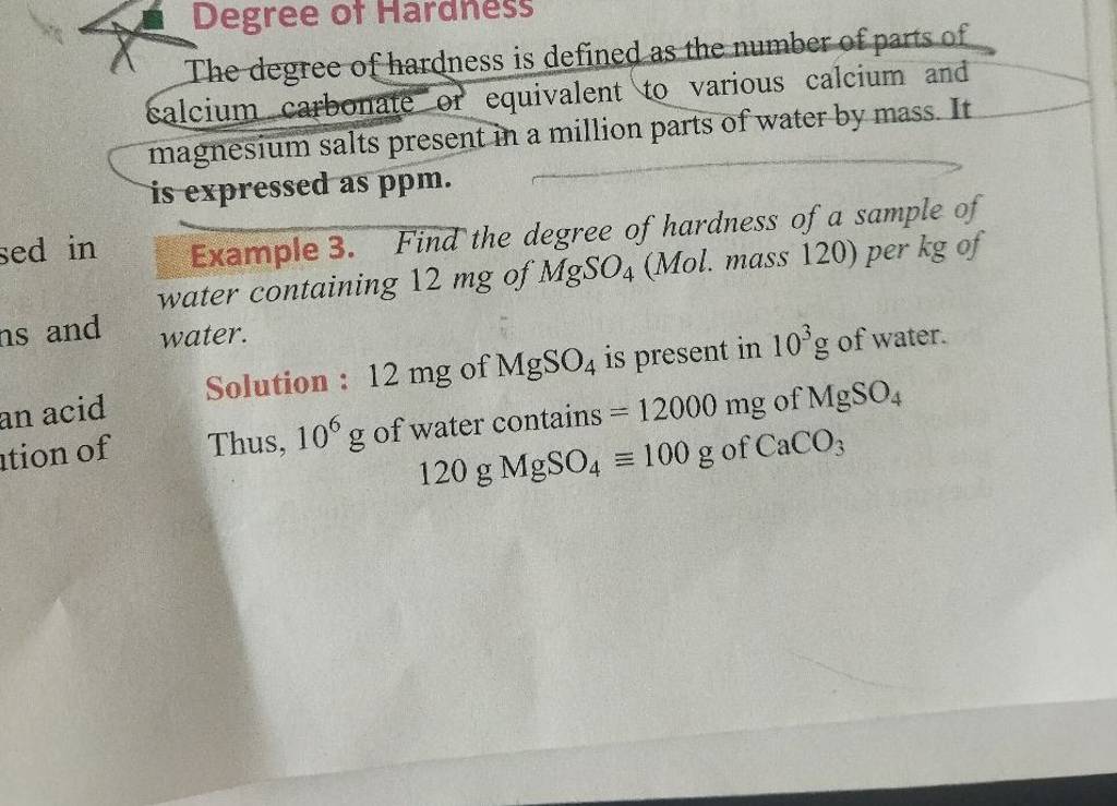 The degree of hardness is defined as the number of parts of calcium cafbo..