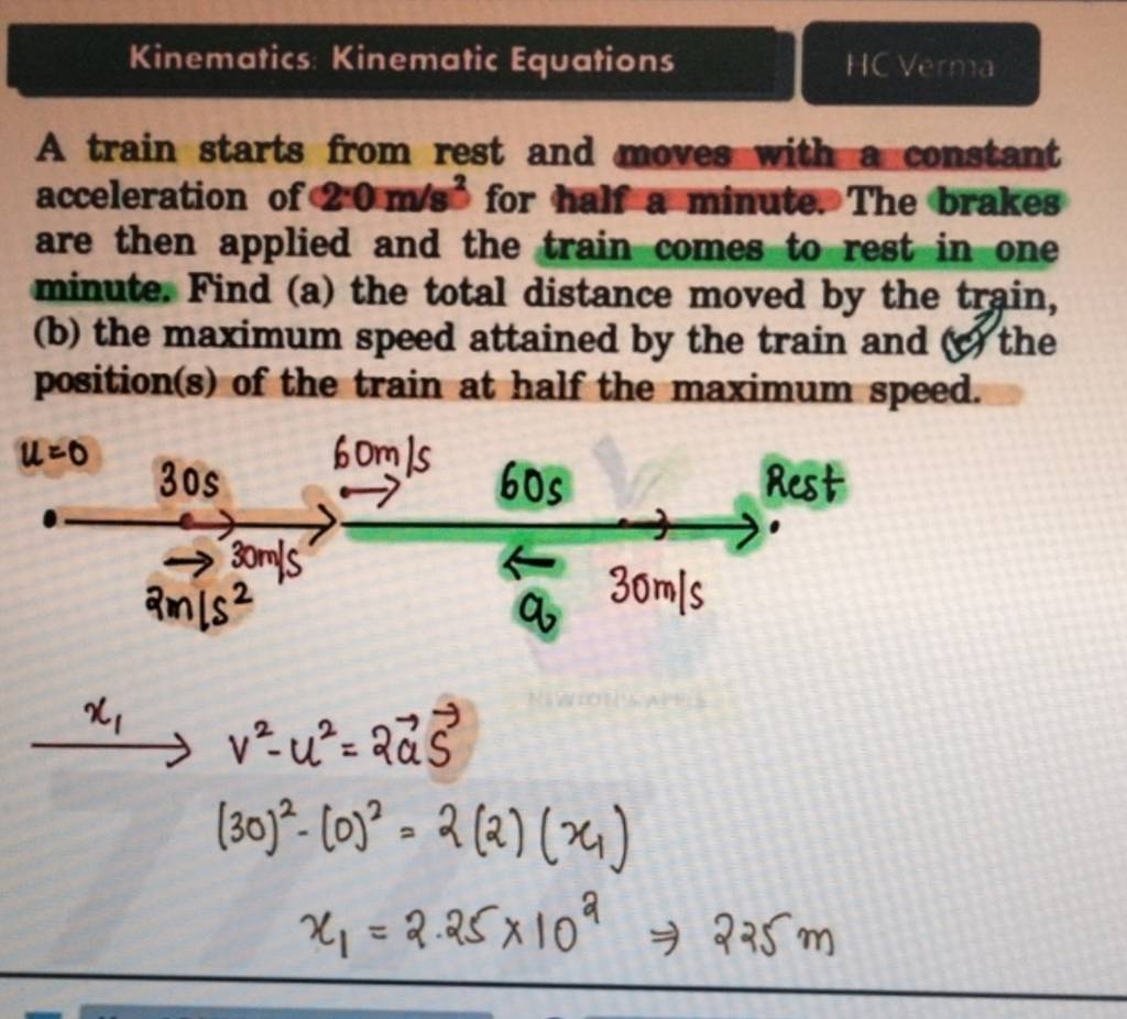 Kinematics: Kinematic Equations#N#HC Verma#N#A train starts from rest ...