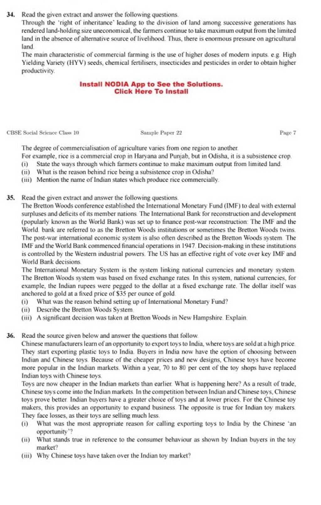 34. Read the given extract and answer the following questions. Through th..