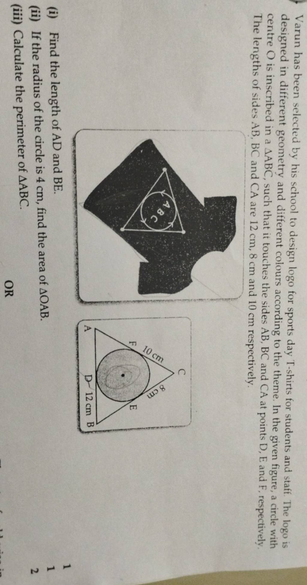 Varun has been selected by his school to design logo for sports day T-shi..