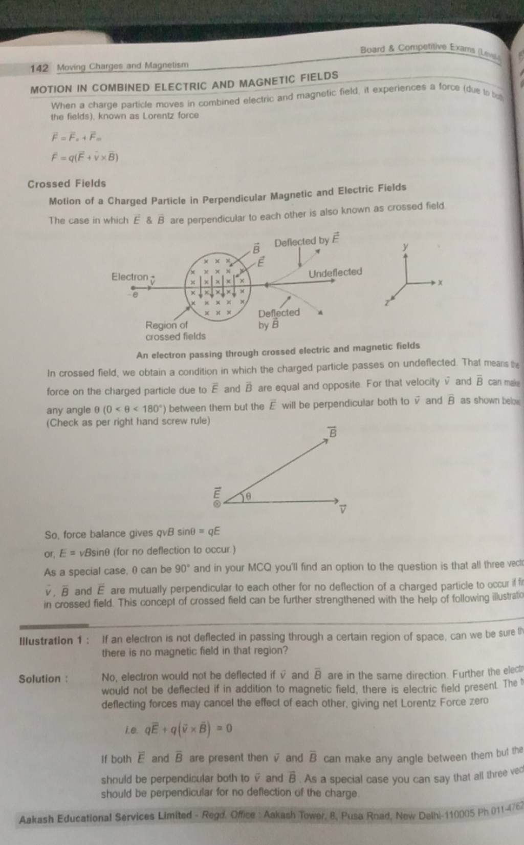 142 Moving Charges and Magnetism MOTION IN COMBINED ELECTRIC AND MAGNETIC..