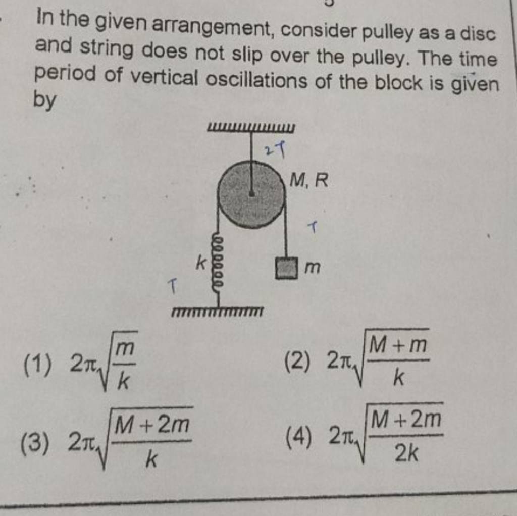 In The Given Arrangement Consider Pulley As A Disc And String Does Not S