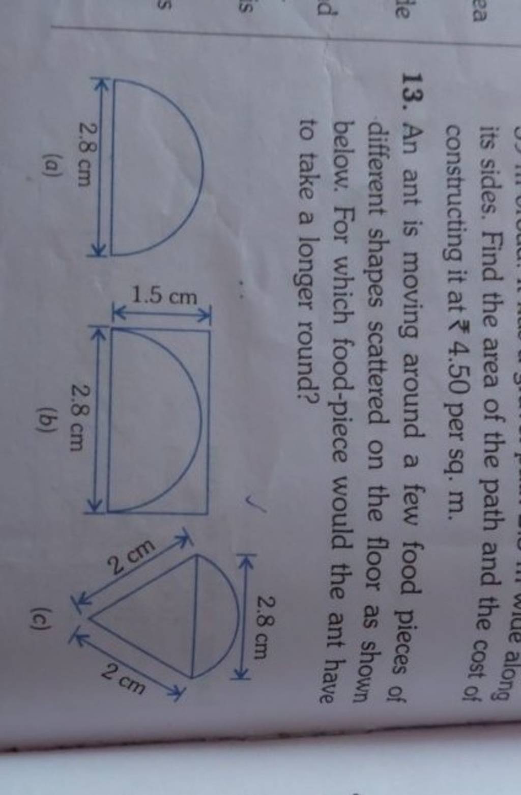 its sides. Find the area of the path and the cost of constructing it at
