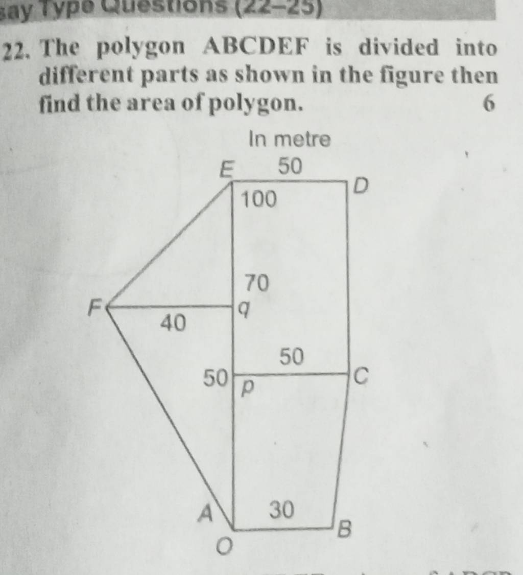 22. The polygon ABCDEF is divided into different parts as shown in the fi..