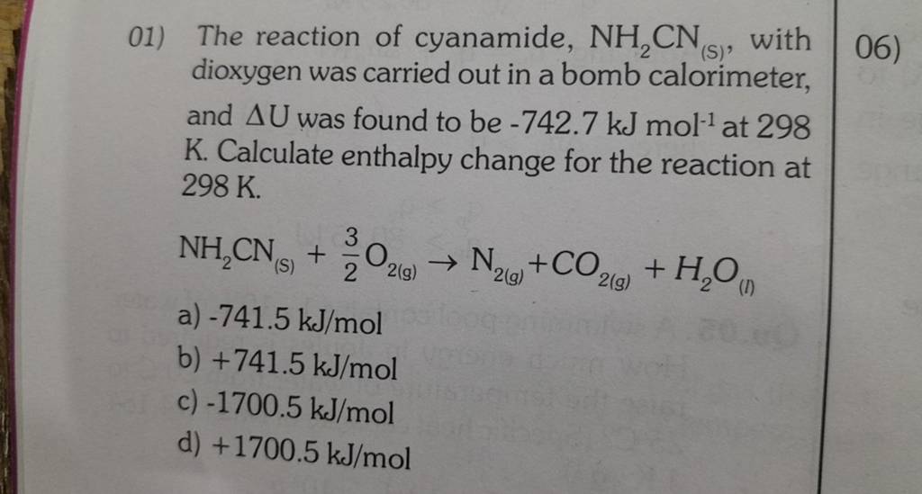 The reaction of cyanamide, NH2 CN(s) , with dioxygen was carried out in