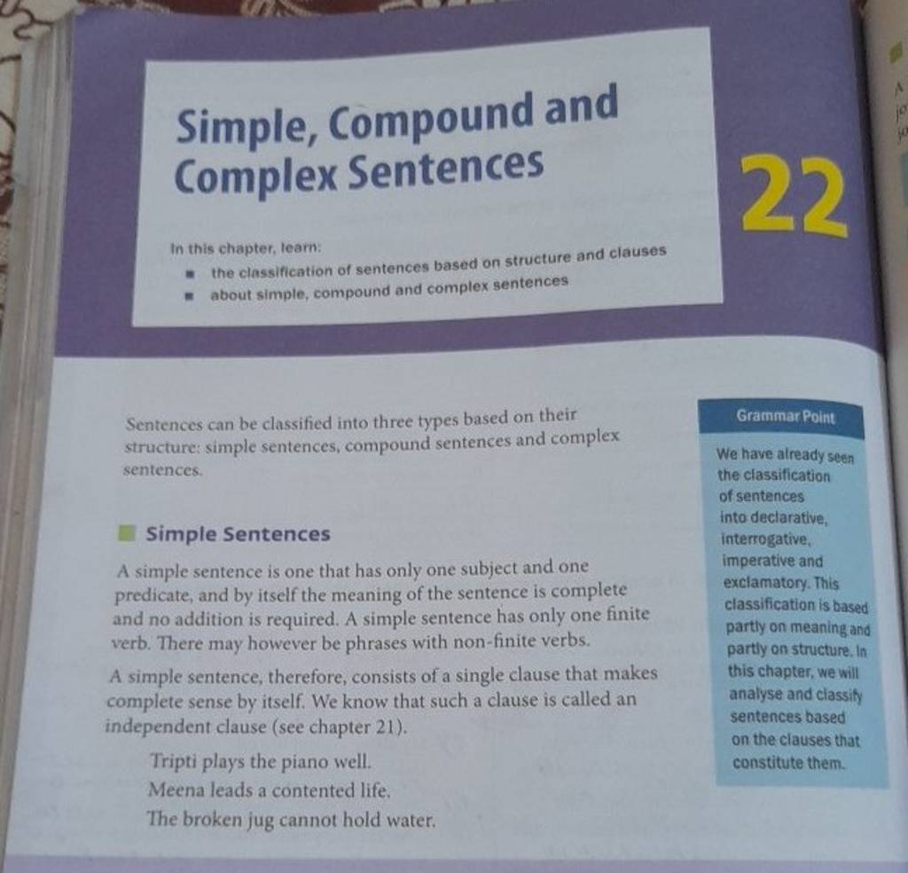 Simple, Compound and Complex Sentences - the classification of sentences