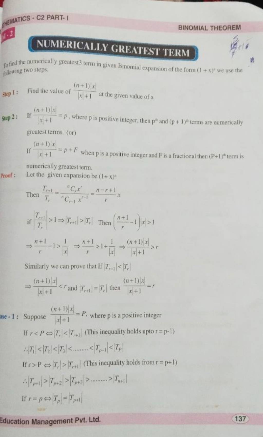 MEMATICS - C2 PART-1 BINOMIAL THEOREM NUMERICALLY GREATEST TERM fo find t..