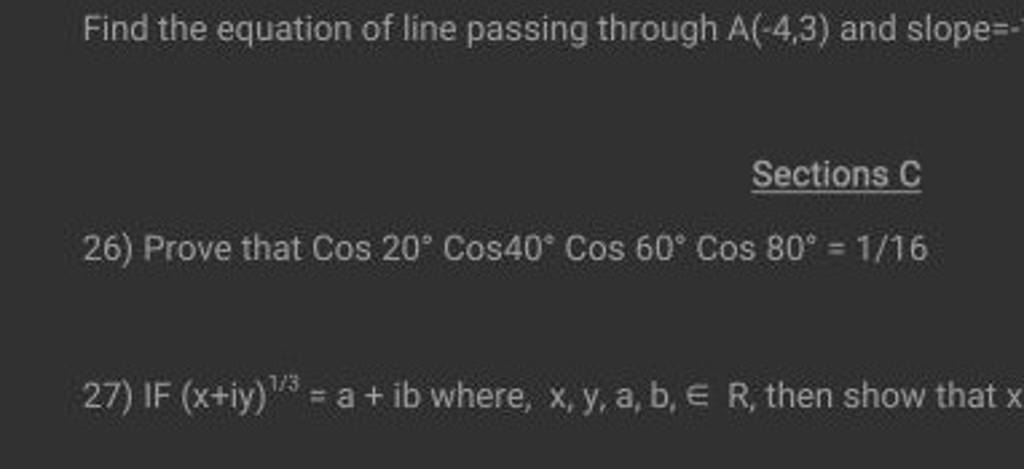 Find The Equation Of Line Passing Through A −4 3 And Slope − Sections C
