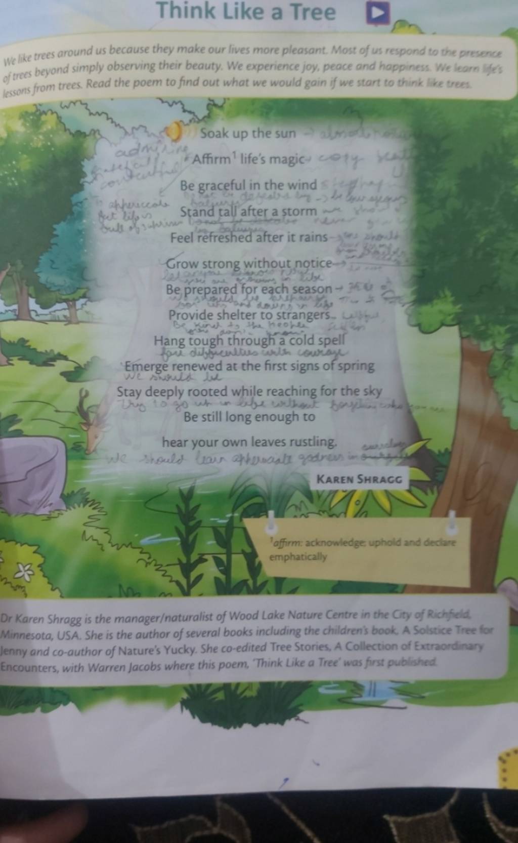 Think Like a Tree D We like trees around us because they make our lives m..