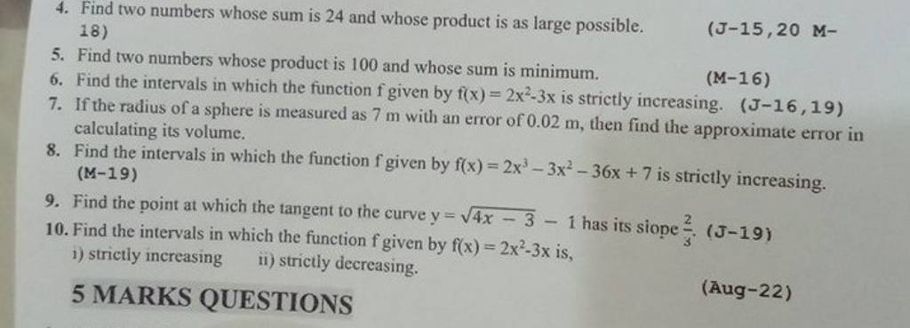 4 Find Two Numbers Whose Sum Is 24 And Whose Product Is As Large Possibl