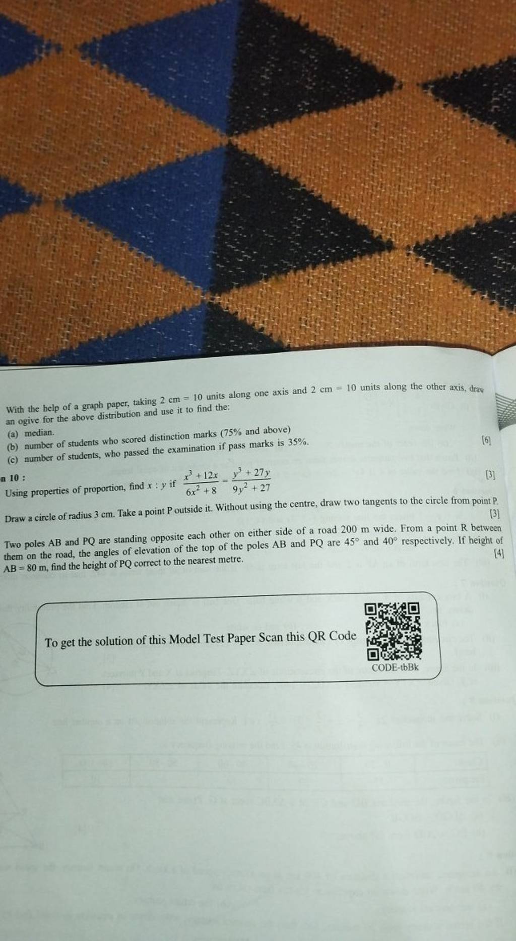 With the help of a graph paper, taking 2 cm = 10 units along one axis and..