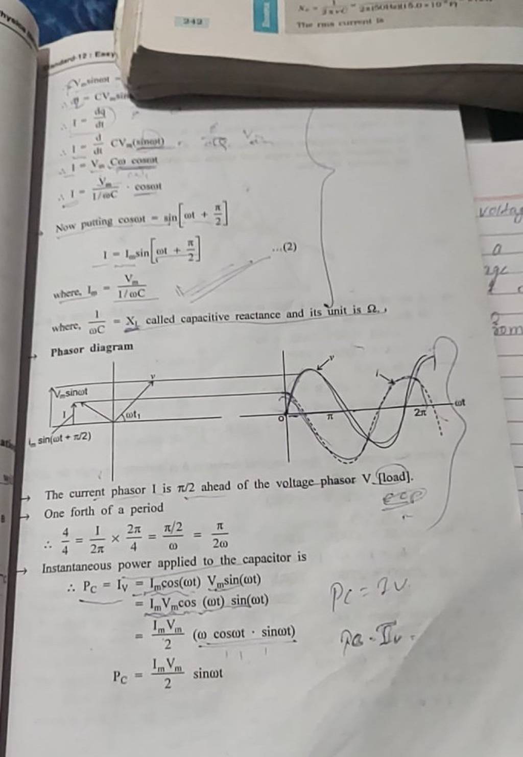 Where ωc1 X1 Called Capacitive Reactance And Its Unit Is Ω → Phasor