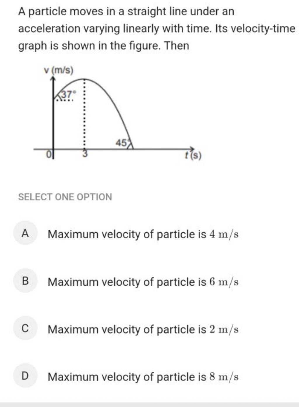 A particle moves in a straight line under an acceleration varying linearl.. A particle moves in a straight line under an acceleration varying linearl..