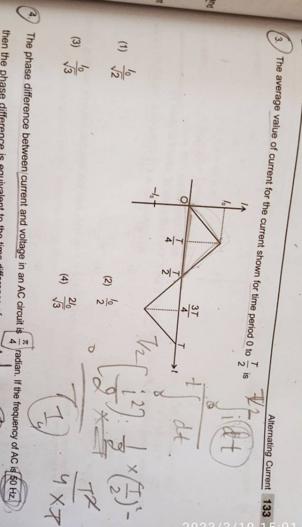 The average value of current for the current shown for time Aernating Cur..