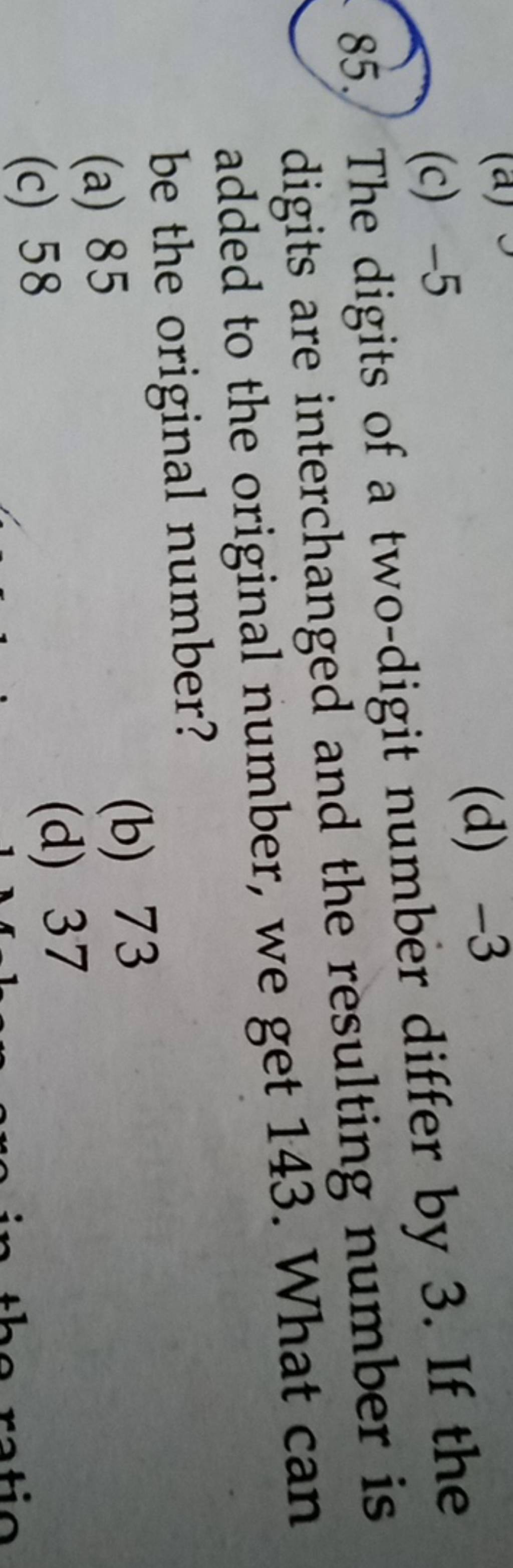 85. The digits of a two-digit number differ by 3 . If the digits are inte..