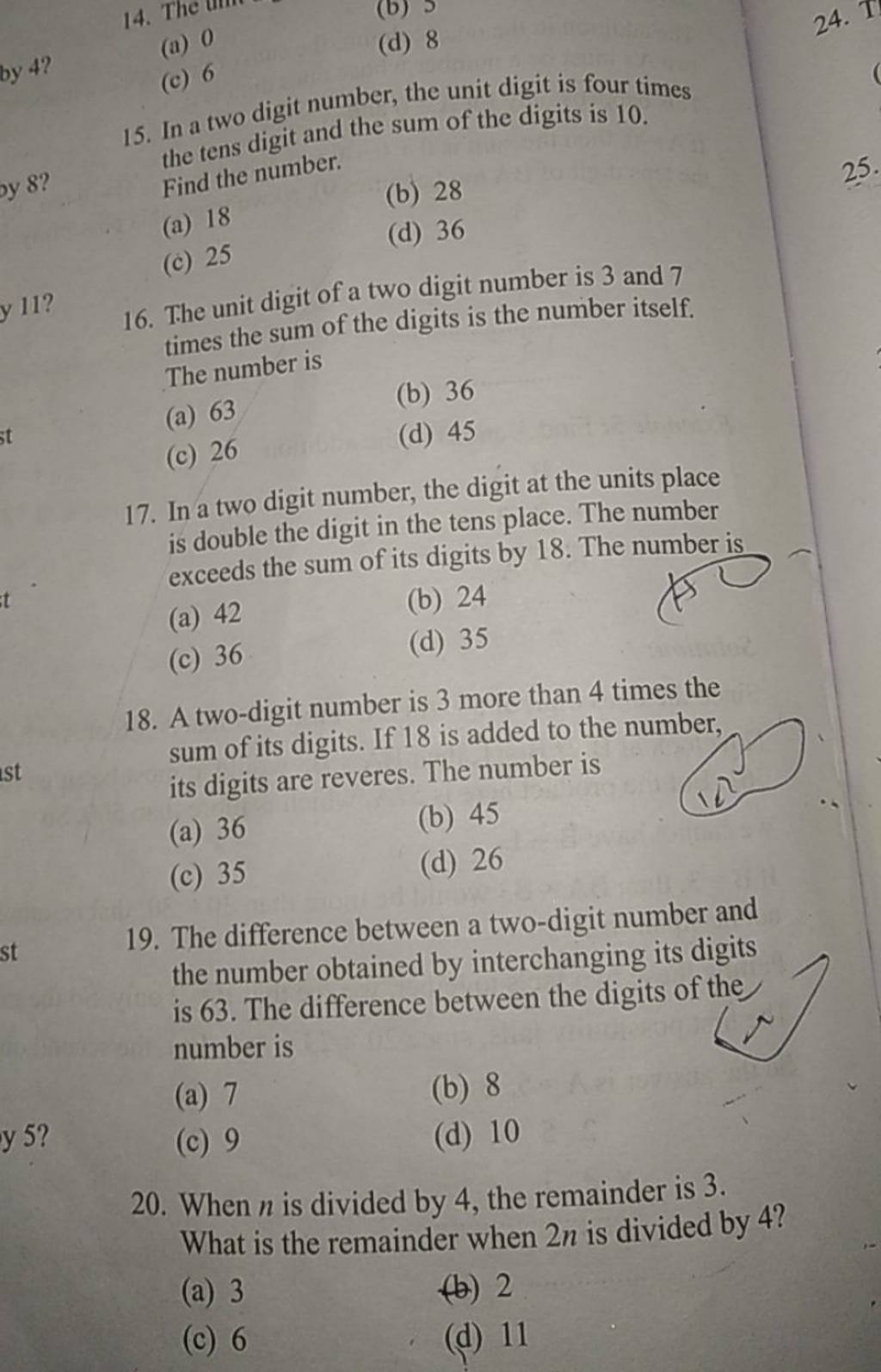 The unit digit of a two digit number is 3 and 7 times the sum of the digi..