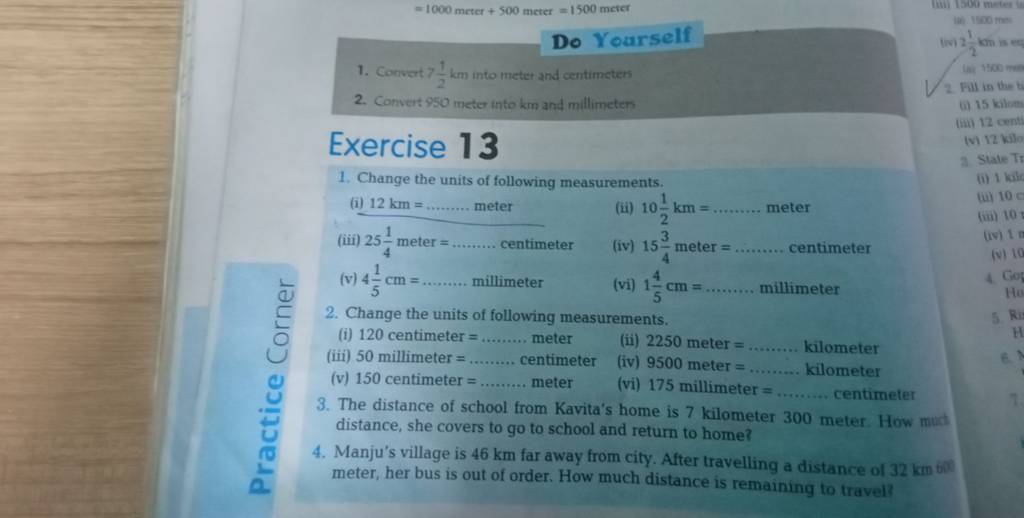 1 Convert 721 Km Into Meter And Centimeters 2 Convert 950 Meter Into K 