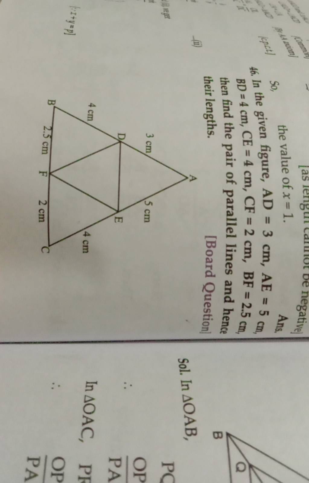 So, the value of x=1. Ans, 46. In the given figure, AD=3 cm,AE=5 cm, BD=4..