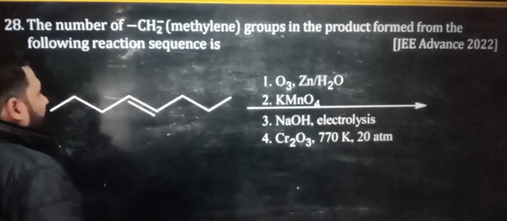 The number of −CH2− (methylene) groups in the product formed from the fol..