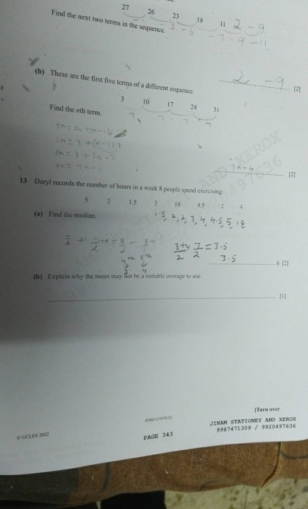 Find the next two terms in the sequence. 3−523 112 (b) These are the fir..