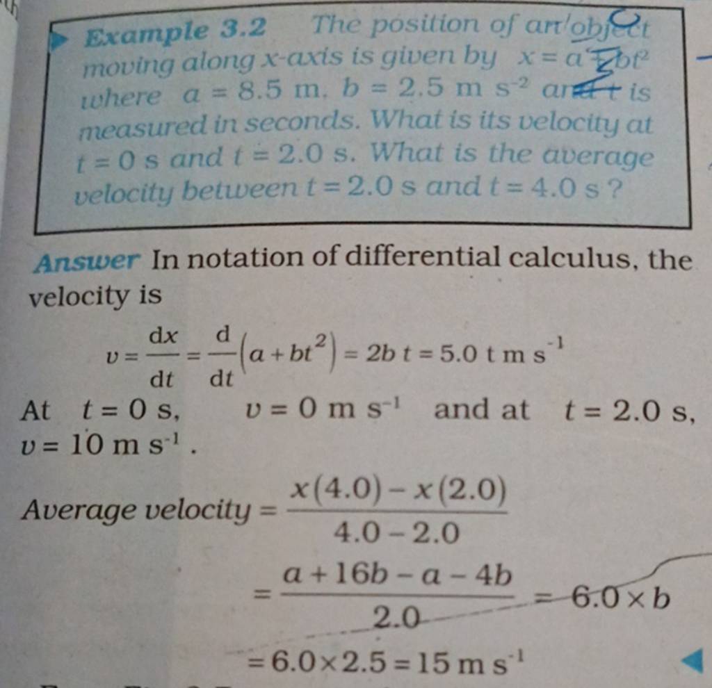 Example 32 The Position Of Art Obj Qt Moving Along X Axis Is Given By X