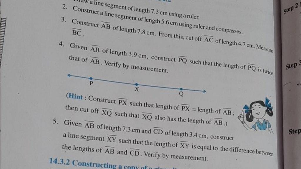 2 Constrict Segment Of Length 7 3 Cm Using A Ruler 3 Construct Bc 4