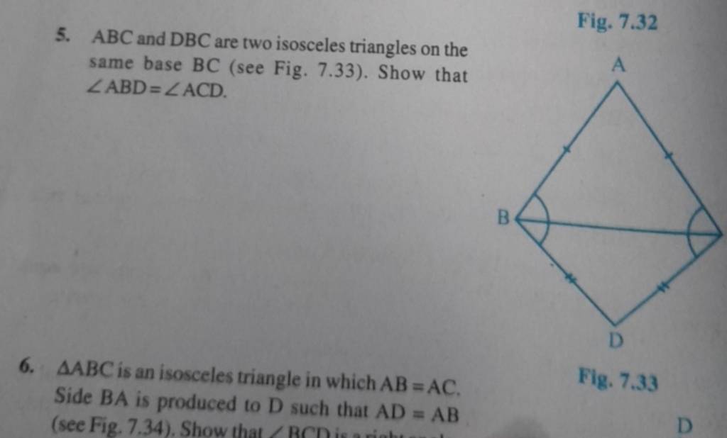 5. ABC and DBC are two isosceles triangles on the same base BC (see Fig.