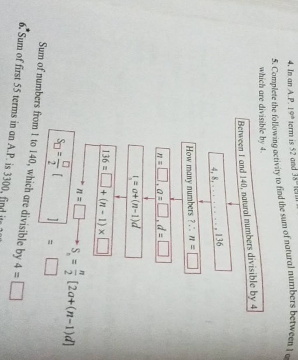 5. Complete the following activity to find the sum of natural numbers bet..