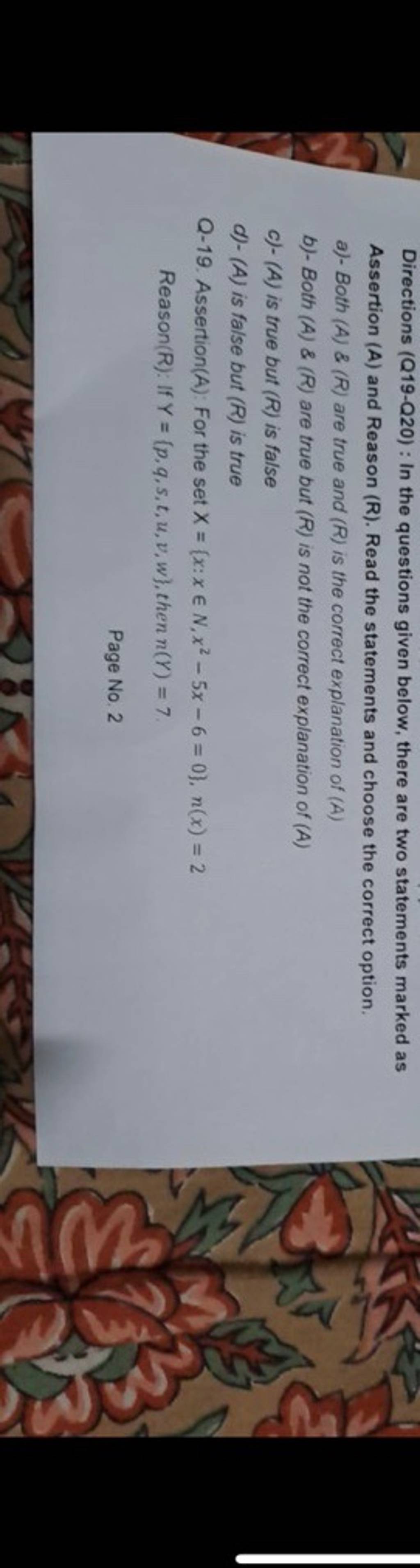 Directions (Q19-Q20) : In the questions given below, there are two statem..