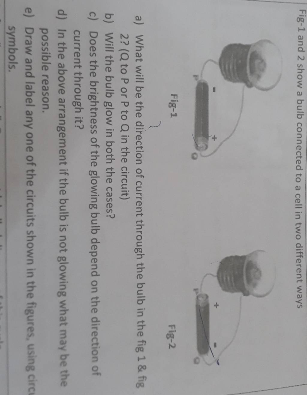 Fig-1 and 2 show a bulb connected to a cell in two different ways Fig-1 F..