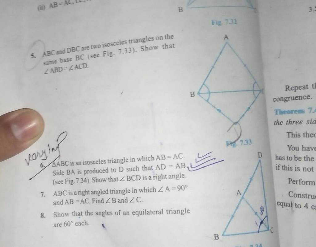 5. ABC and DBC are two isosceles triangles on the same base BC (see Fig.