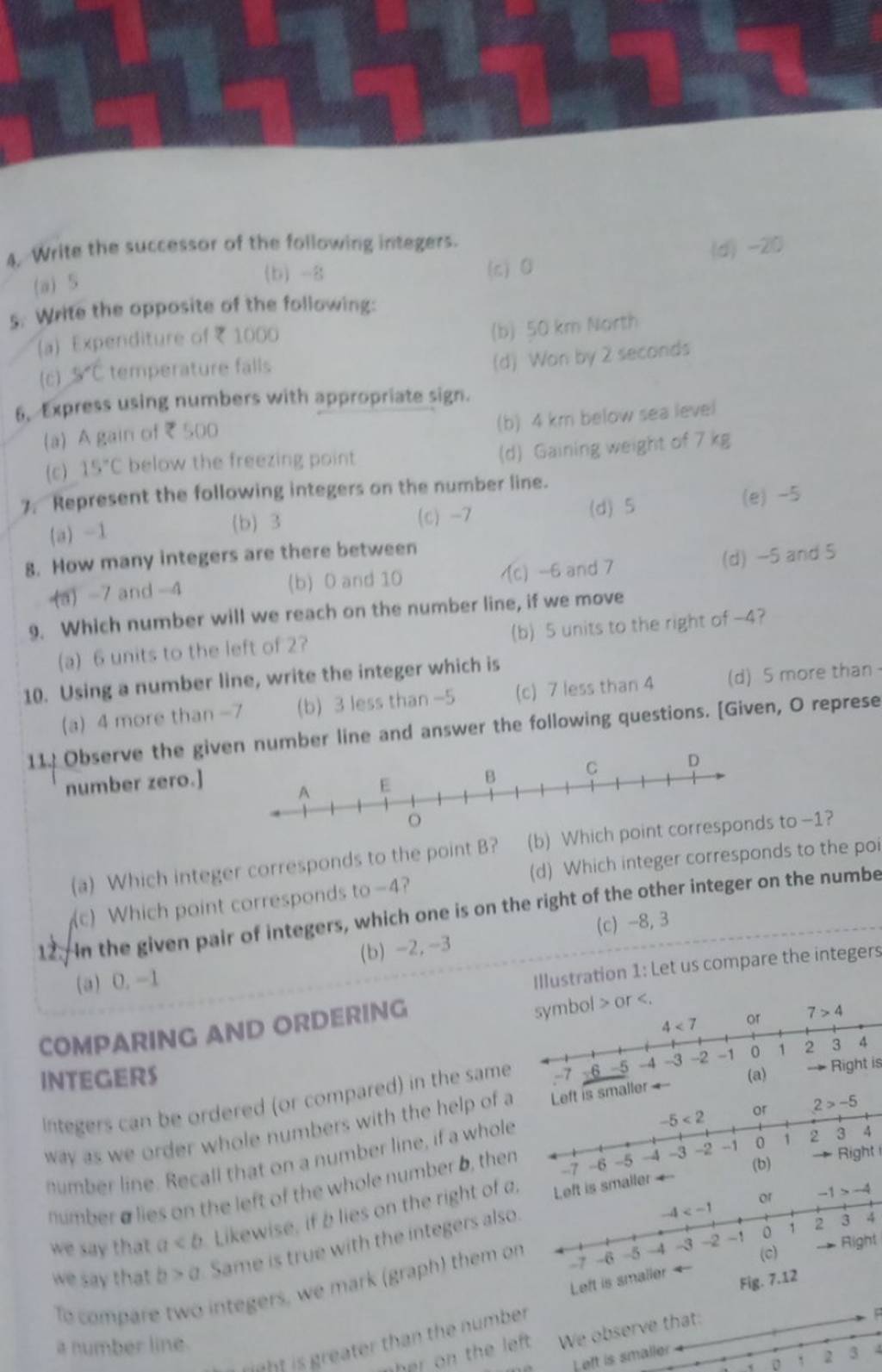 Observe the given number line and answer the following questions. [Given,..
