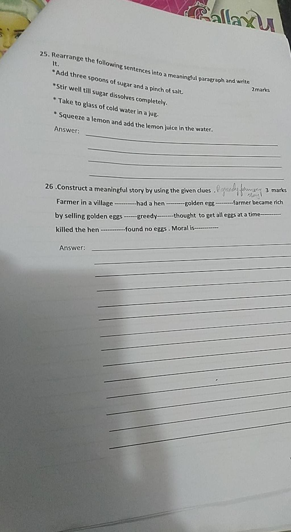 25. Rearrange the following sentences into a meaningful paragraph and wri.. 25. Rearrange the following sentences into a meaningful paragraph and wri..