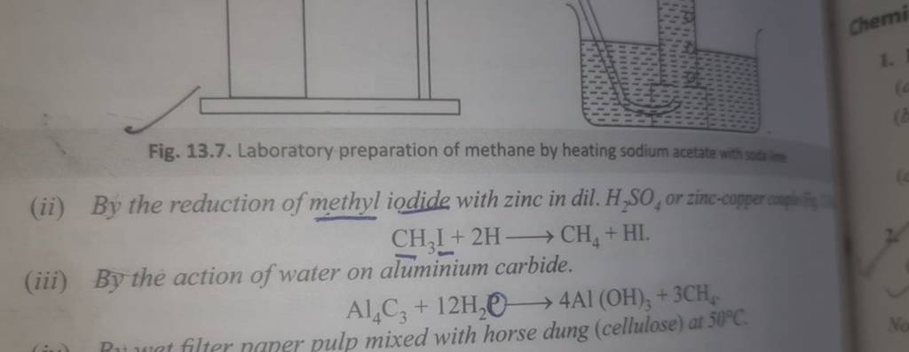 Fig. 13.7. Laboratory preparation of methane by heating sodium acetate wi..