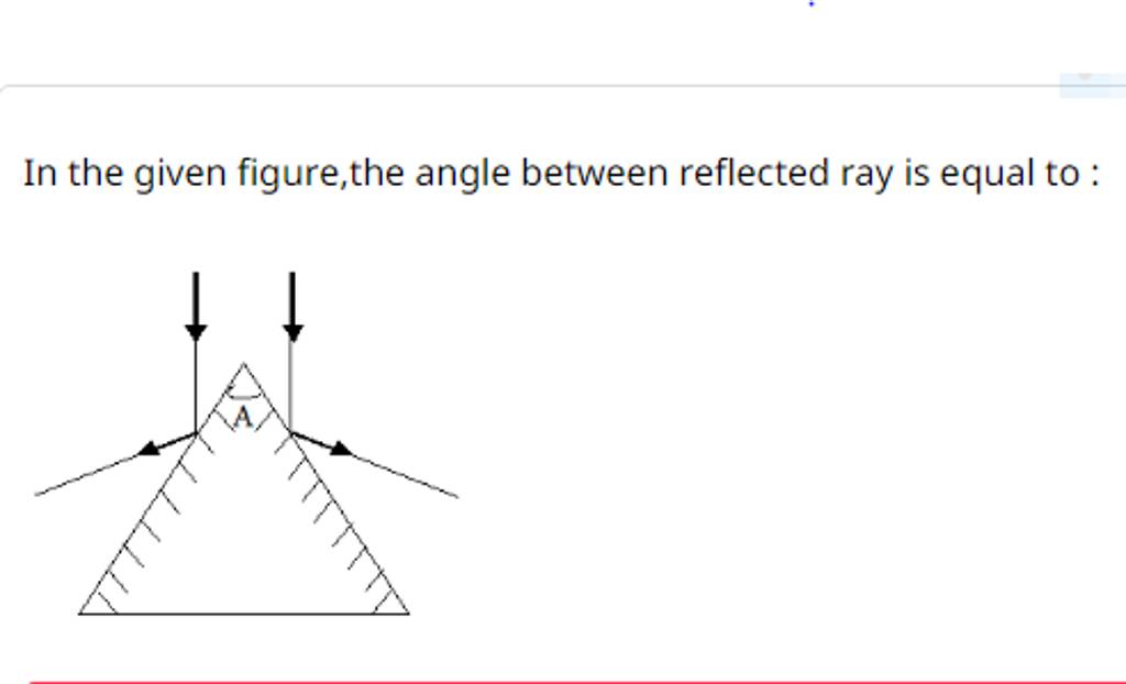 In the given figure,the angle between reflected ray is equal to : | Filo
