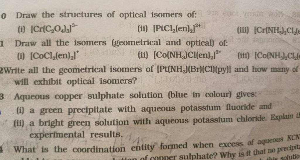 Draw the structures of optical isomers of: (i) [Cr2 (C2 O4 )3 ]3− (ii) [P..