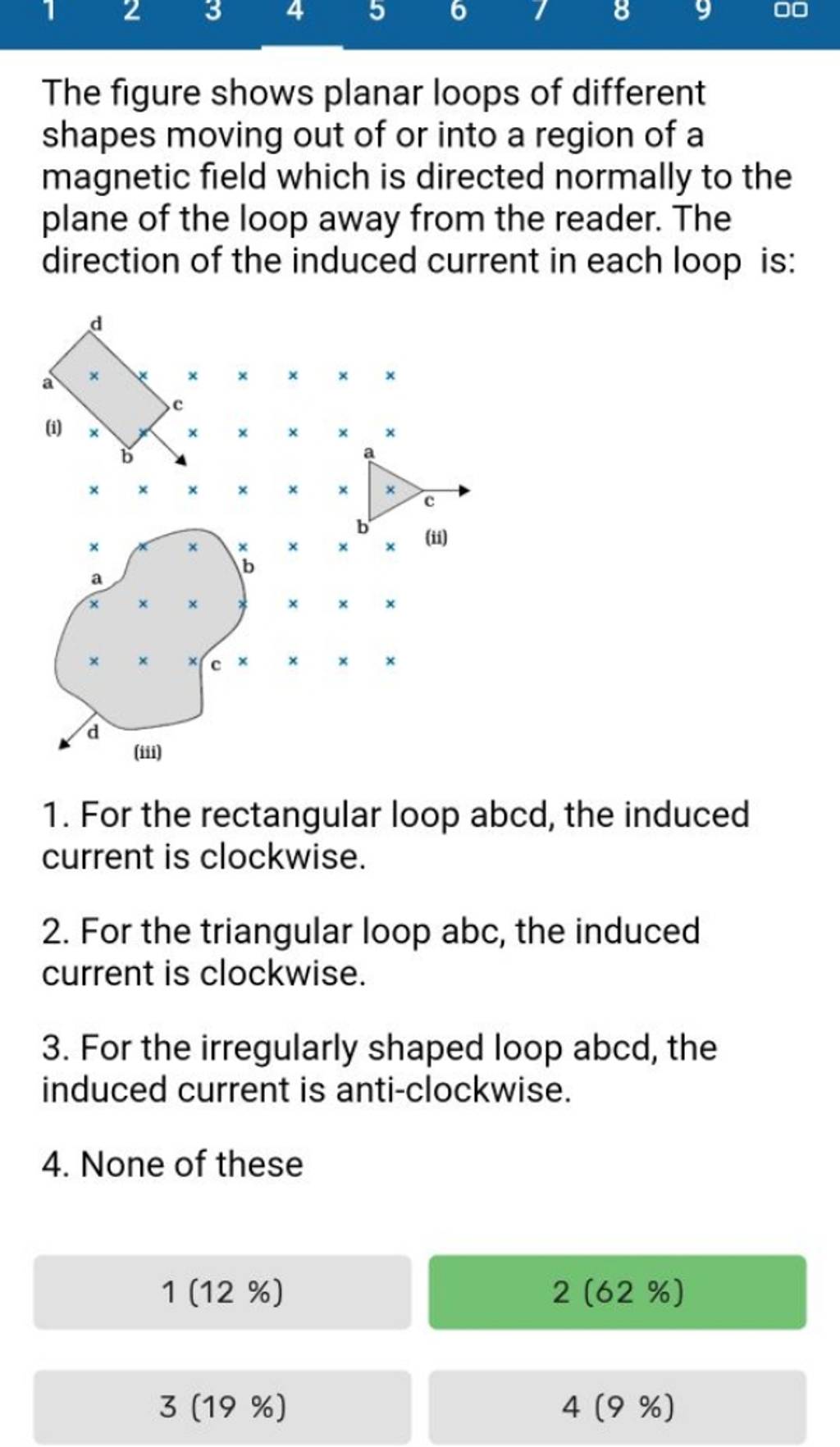 The figure shows planar loops of different shapes moving out of or into a..
