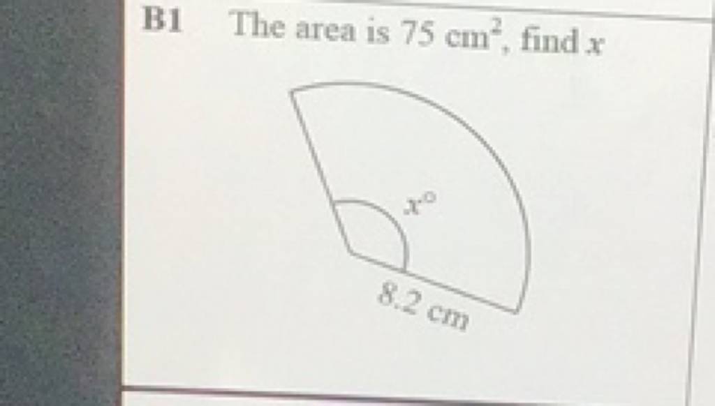 B1 The area is 75 cm2, find x | Filo