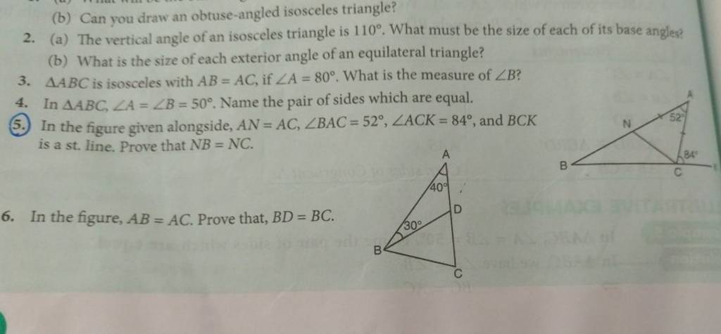 B Can You Draw An Obtuse Angled Isosceles Triangle 2 A The Vertical