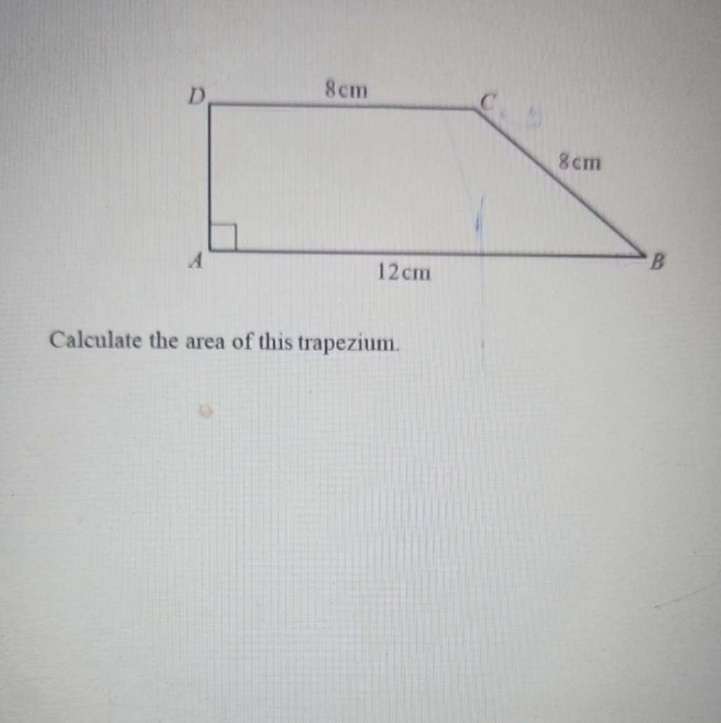 Calculate the area of this trapezium. | Filo