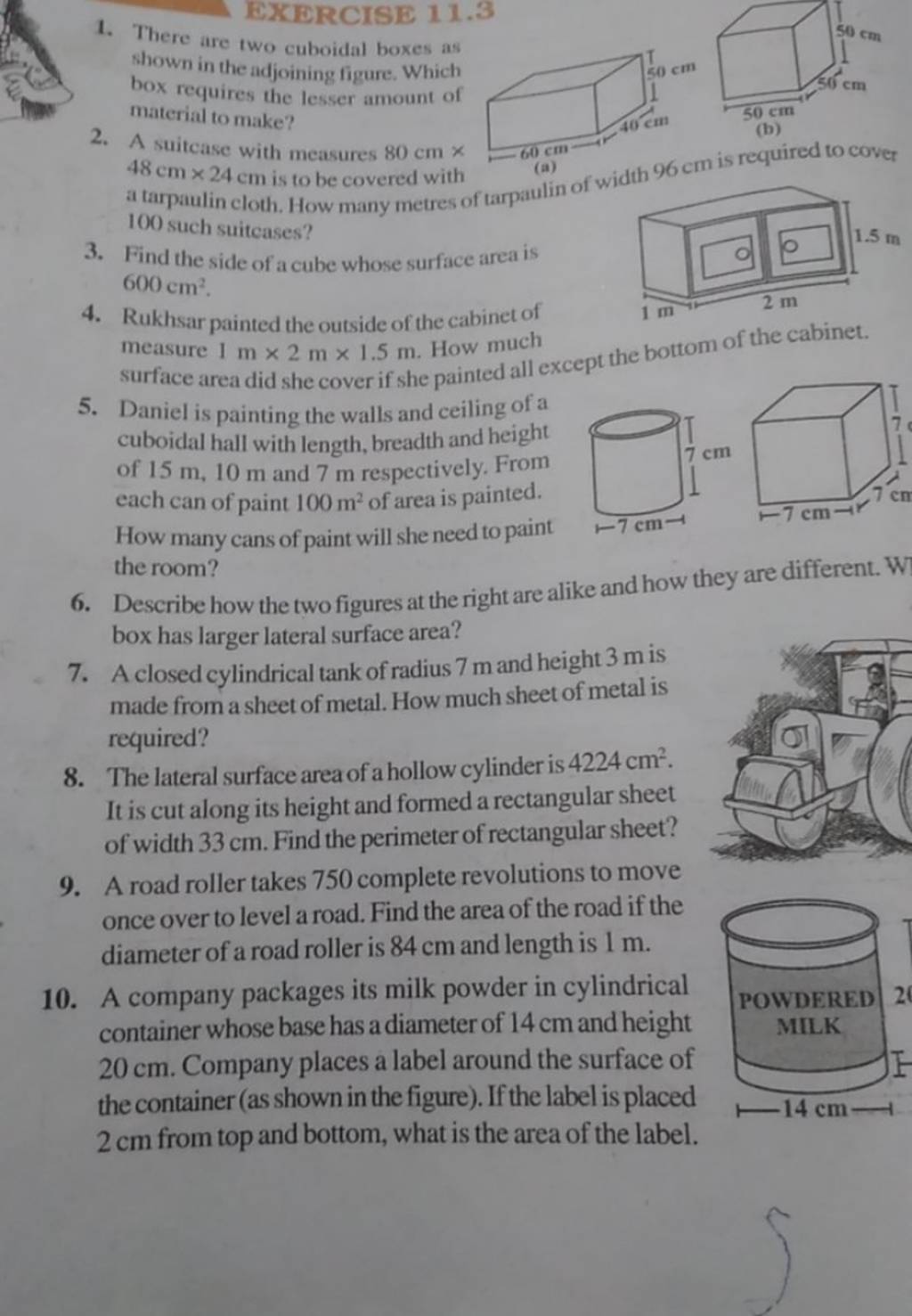 1. There are two cuboidal boxes as shown in the adjoining figure. Which b..