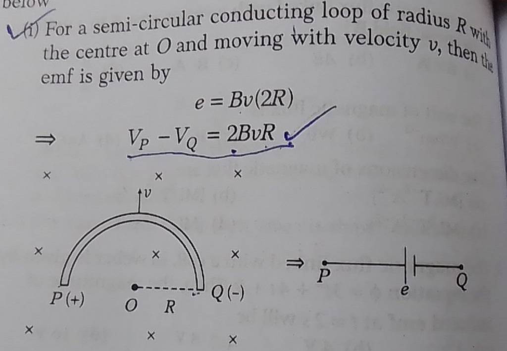 (i) For a semi-circular conducting loop of radius Rwith the centre at O.. (i) For a semi-circular conducting loop of radius Rwith the centre at O..