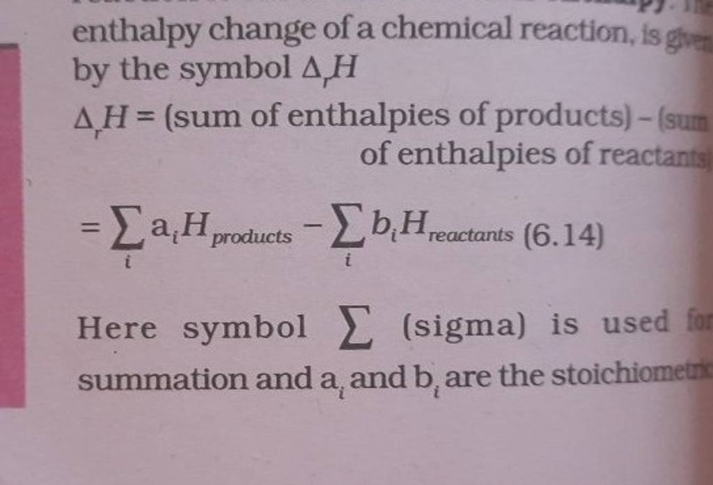 Enthalpy Symbol