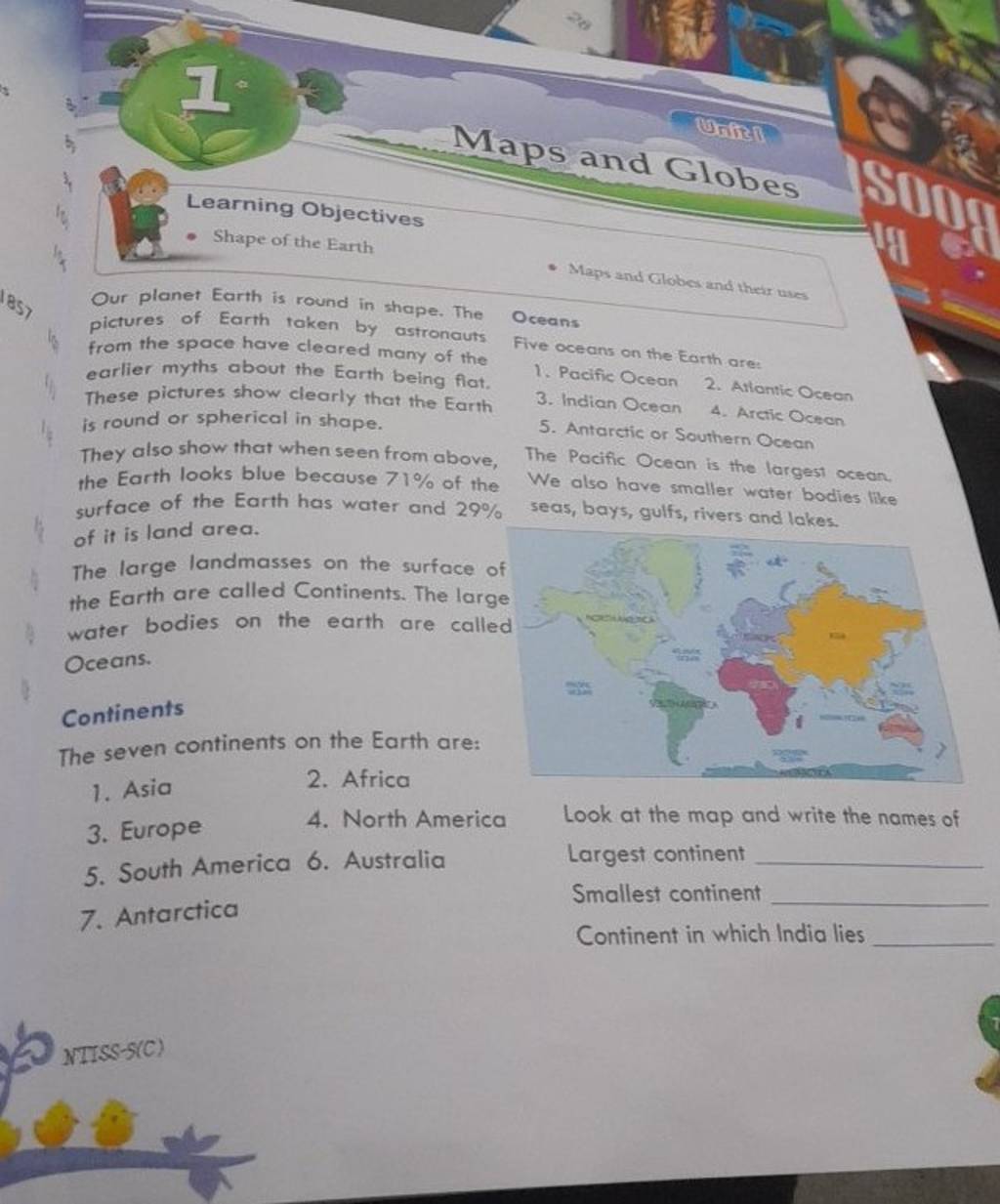 Learning Objectives Shape of the Earth - Maps and Glober and their uves O..