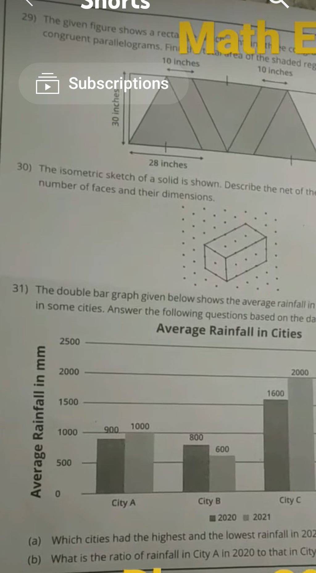 29) The given figure shows a recta congruent parallelograms. Fini it /cr2..