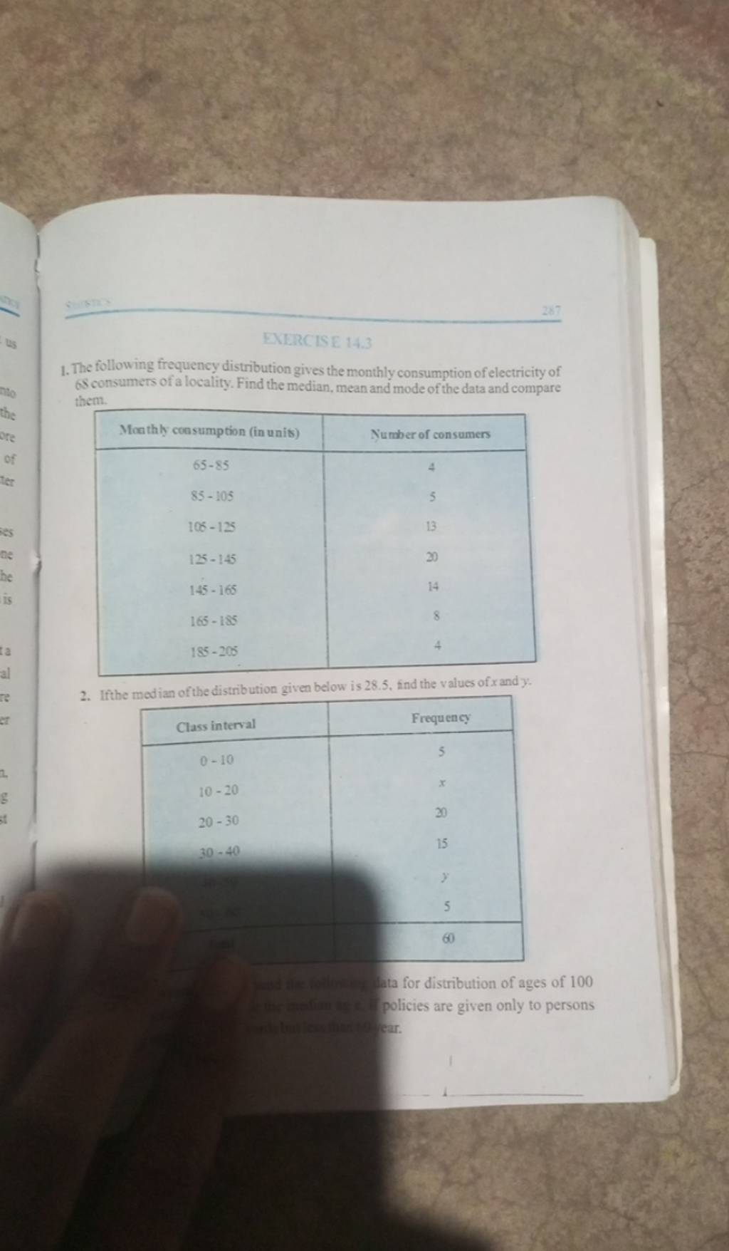 1 The Following Frequency Distribution Gives The Monthly Consumption Of