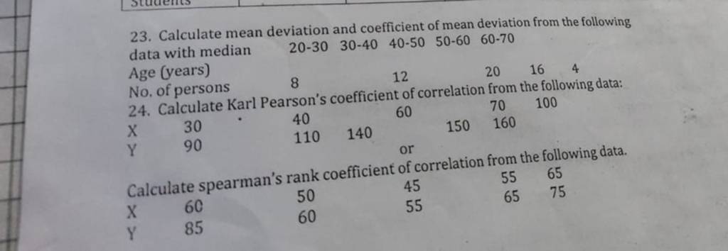 23 Calculate Mean Deviation And Coefficient Of Mean Deviation From The F