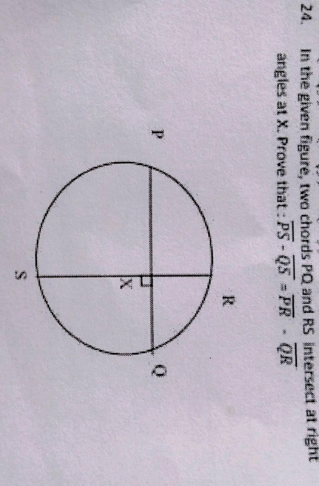 24. In the given figure, two chords PQ and RS intersect at right angles a..