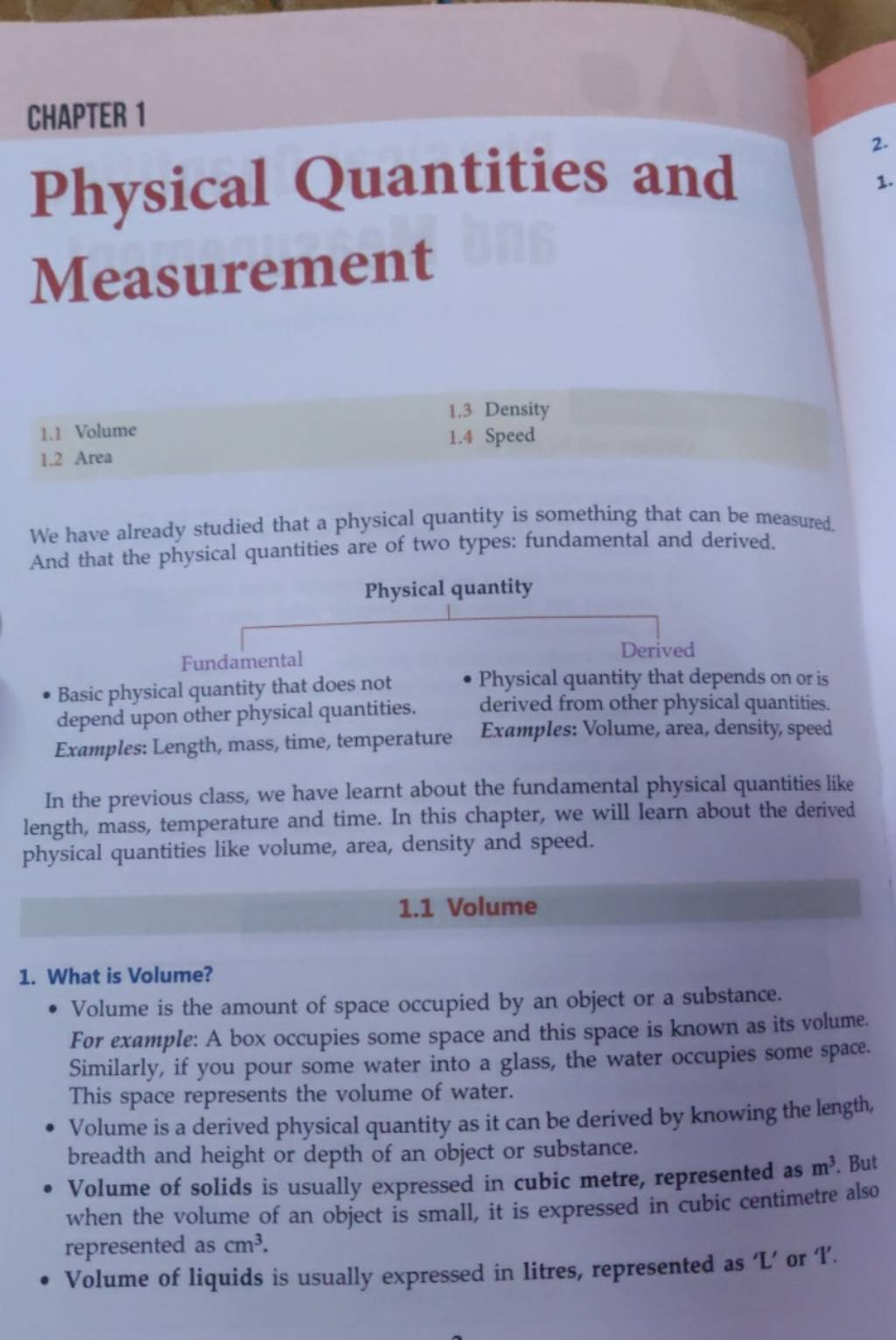 CHAPTER 1 Physical Quantities and Measurement 1.3 Density 1.1 Volume 1.4