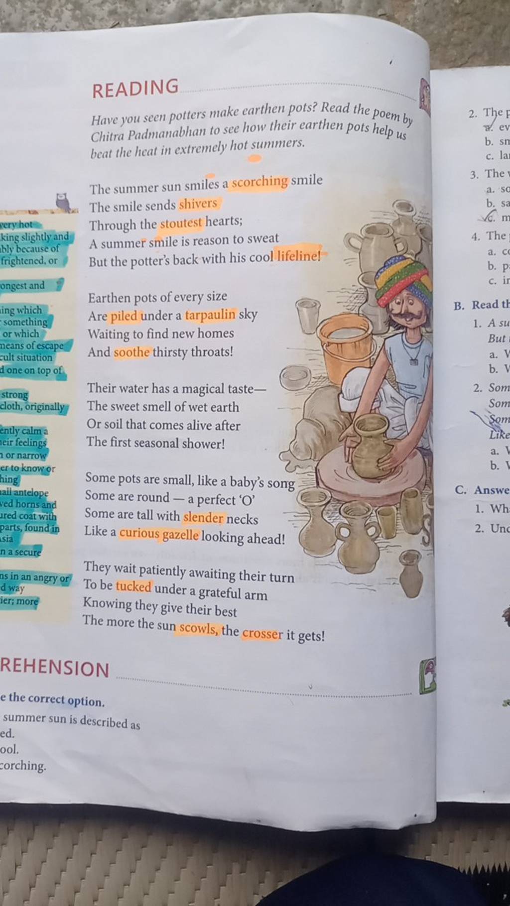 READING Have you seen potters make earthen pots? Read the poem by Chitra